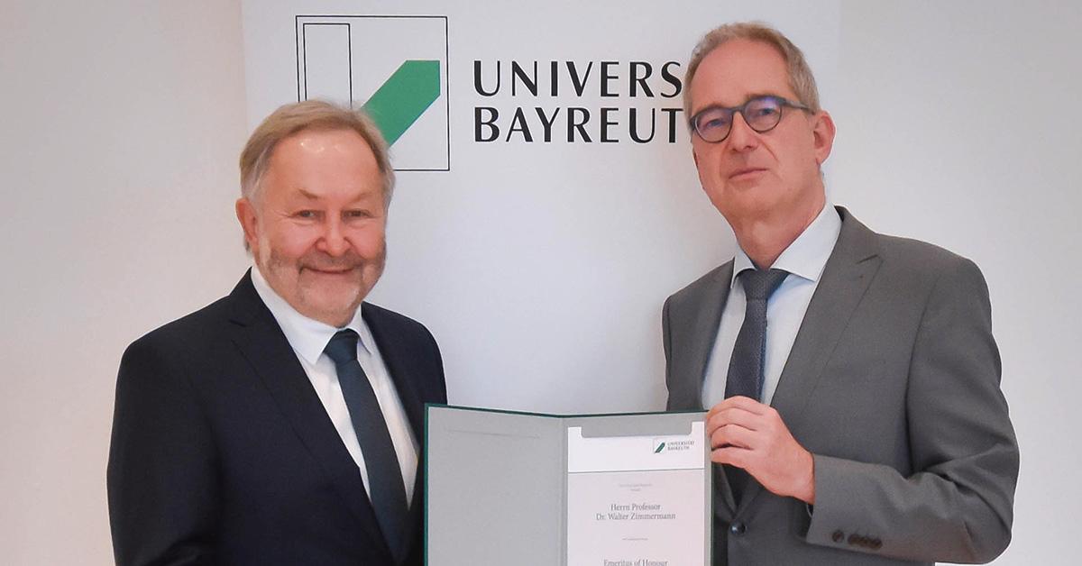 Walter Zimmermann is Emeritus of Honour of the University of Bayreuth
